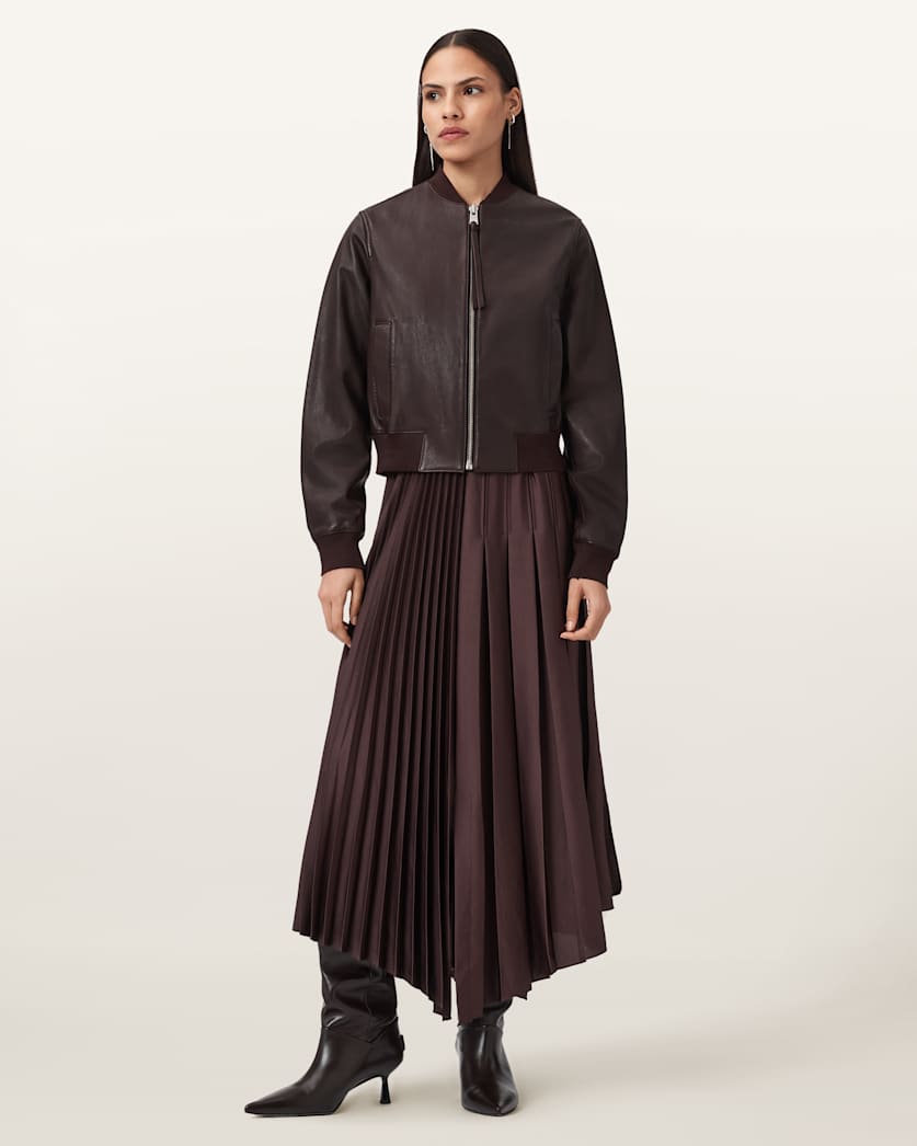 Orten Leather Bomber Jacket OXBLOOD RED | ALLSAINTS US